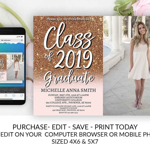 Graduation Invite Elegant Grad Invite Acrylic Graduation - Etsy