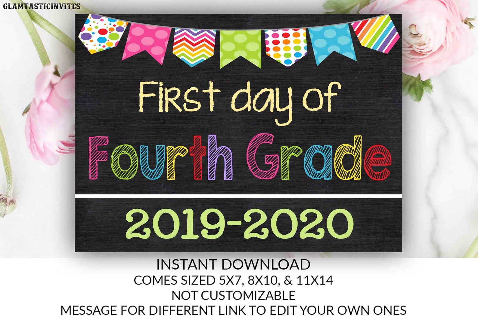 First Day of Fourth Grade Sign Instant Download First Day of | Etsy