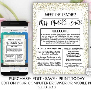 Meet the Teacher Template, Welcome Back to School Note, Parent Teacher ...