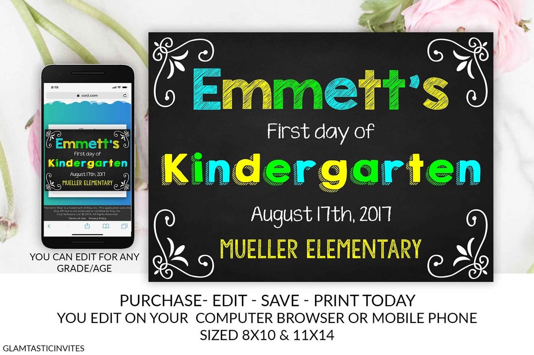 Back to School Sign, First Day of School Sign, 1st Day of School ...