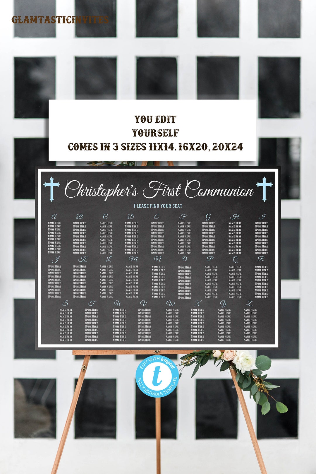 Communion Seating Chart Template, Baptism Seating Chart, Communion ...