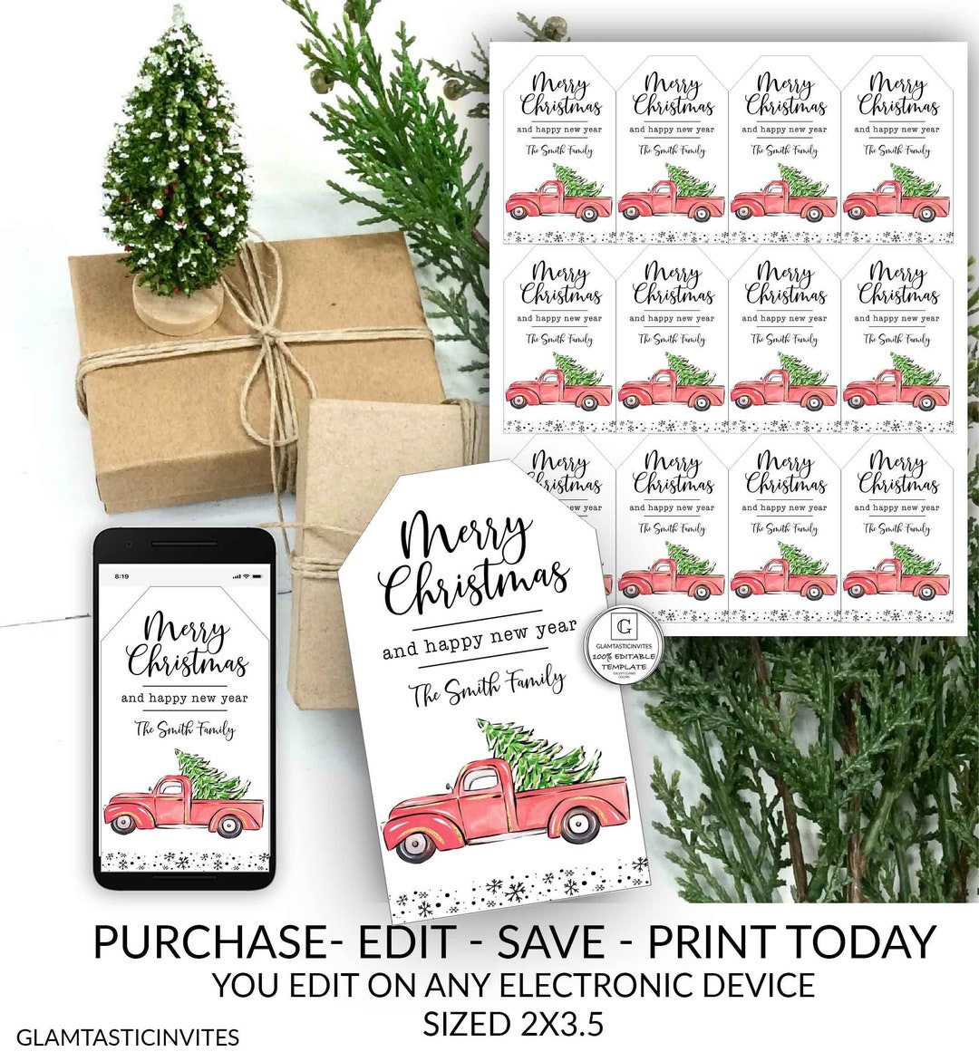 Personalizable Christmas Gift Tags, Printable Christmas Tags, Editable ...