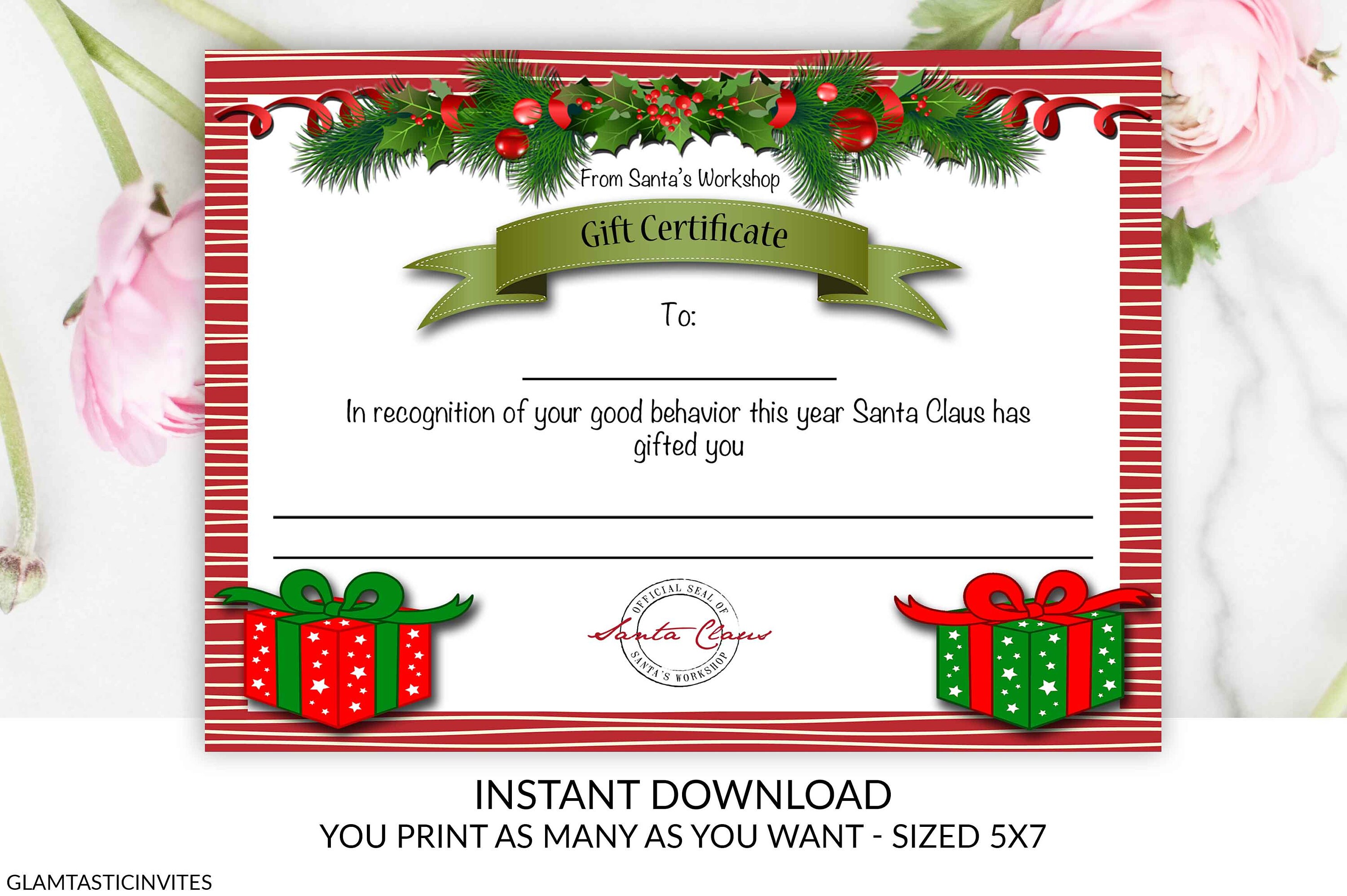 Christmas Gift Certificate Christmas Trip Gift Certificate Etsy