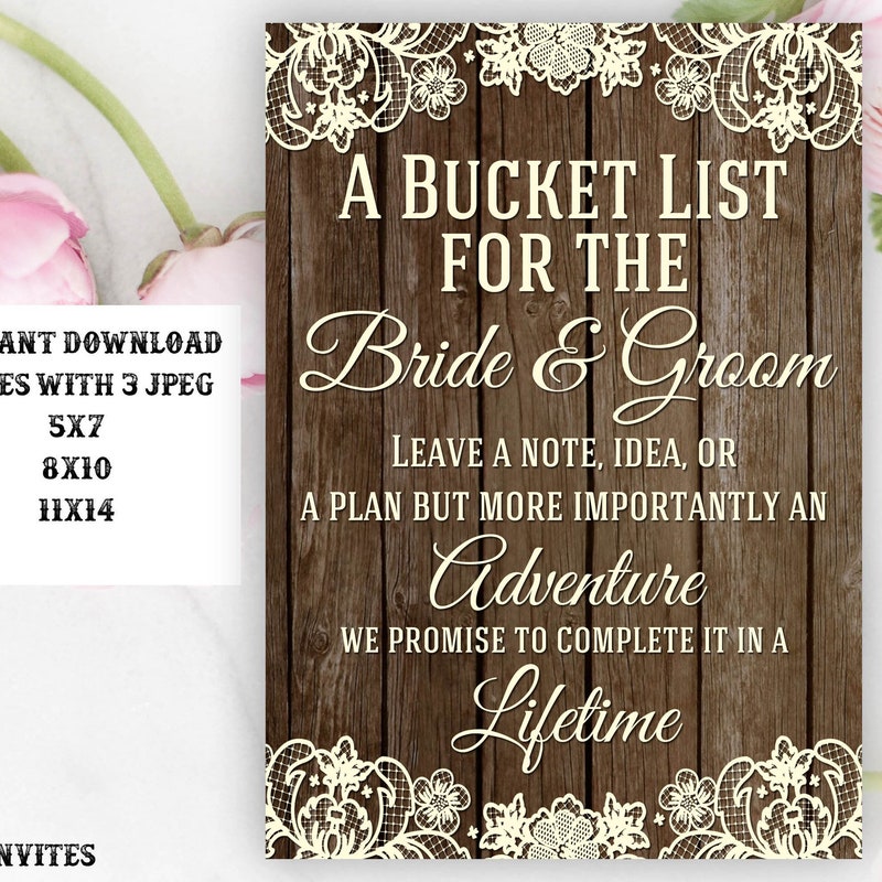 Bucket List Wedding Sign - Etsy