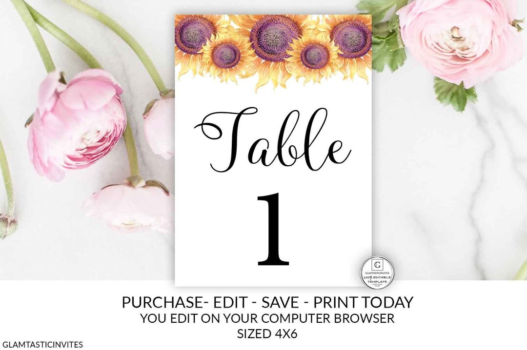 Table Numbers Template, Printable Table Numbers, Wedding Table Numbers ...