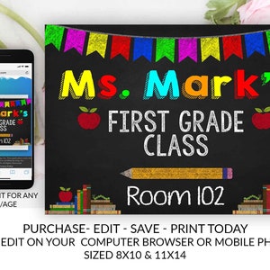 Teacher Door Sign Template, Teacher Name Sign, Classroom Decor ...