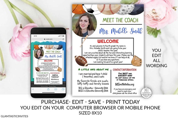 Meet the Coach Template, Welcome back to school note, Parent Teacher ...