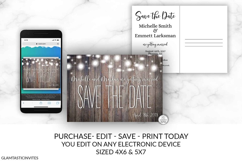 Rustic Save-the-dates Printable Rustic Save the Date - Etsy