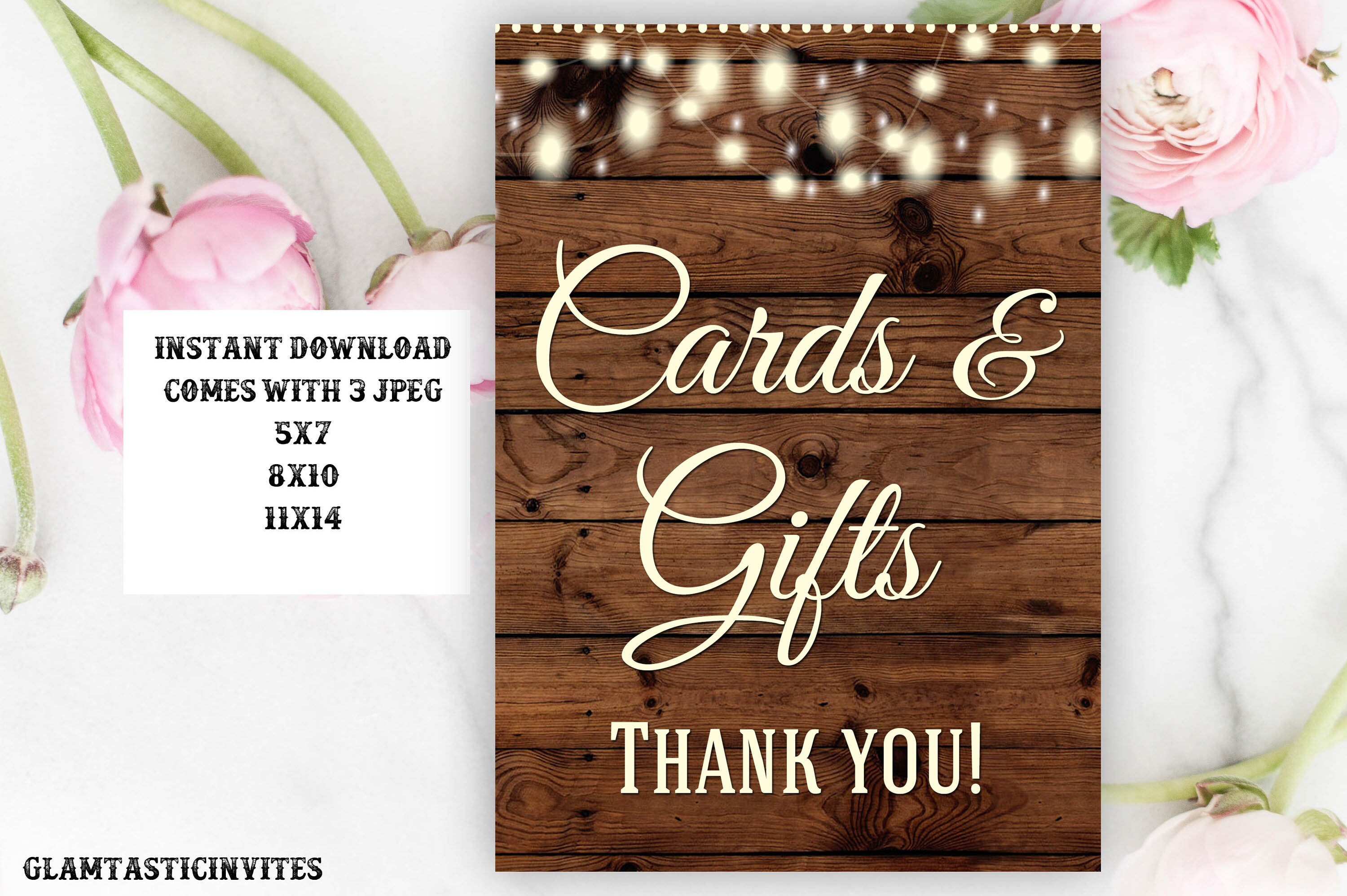 Printable Wedding Sign Cards and Gifts Sign Rustic Wedding | Etsy