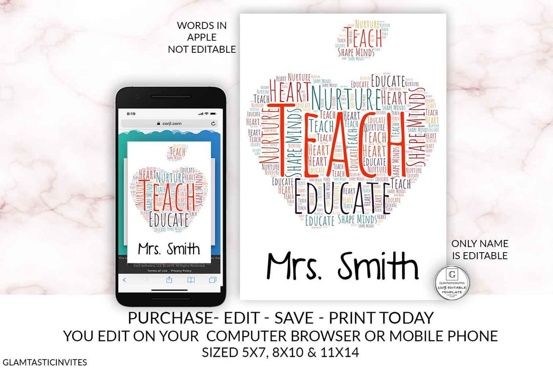 Teacher Appreciation Gift Classroom New Teacher Apple Inspirational ...