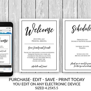 Wedding Welcome Note Template, Welcome Note, Wedding Template, YOU EDIT ...
