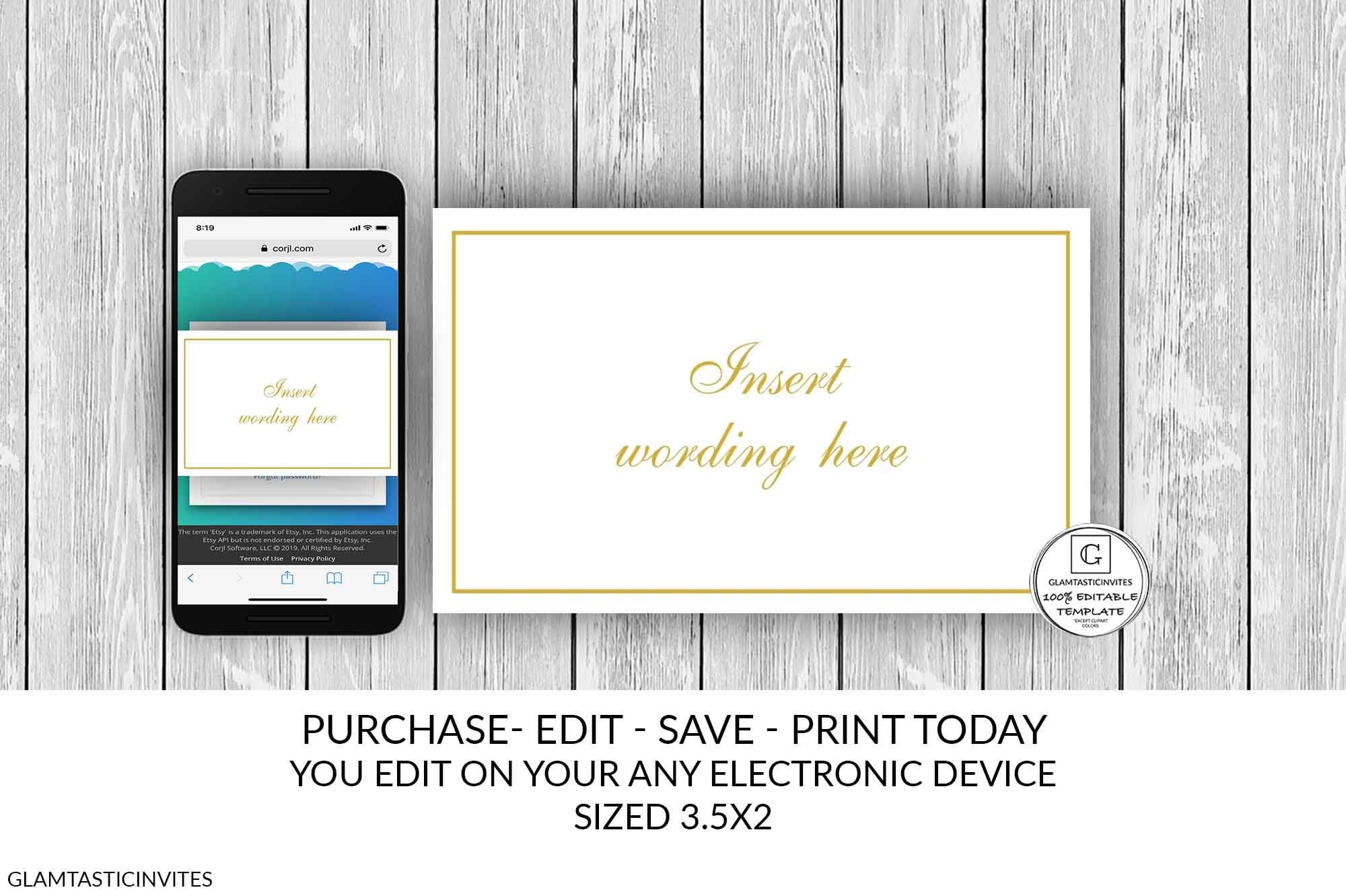 Editable Buffet Food Card Printable Wedding Place Card Any | Etsy