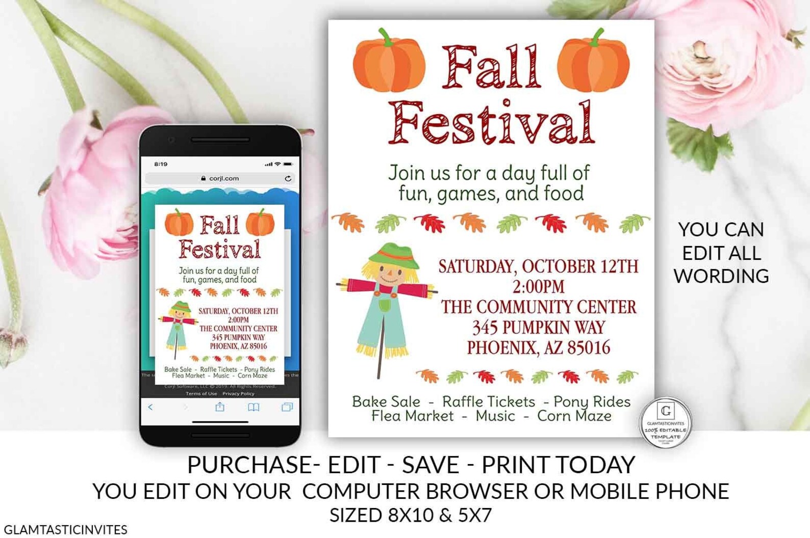 Fall Festival Flyer Template Invitation Editable Printable - Etsy