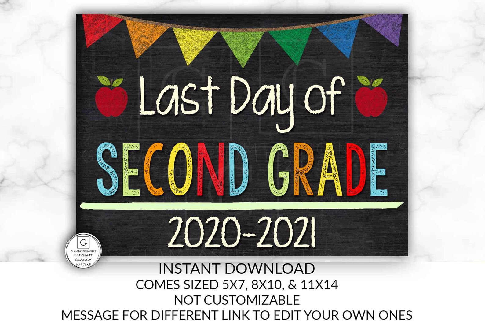 Last Day of School Sign Last Day of Second Grade Sign Second | Etsy