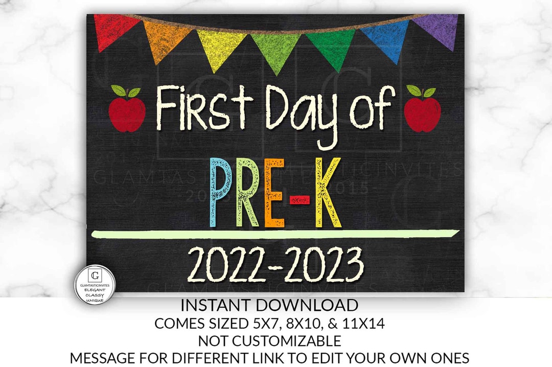 First Day of Pre K Sign First Day of School Chalkboard Poster - Etsy