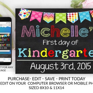 First Day of School Sign, Back to School, Printable Chalkboard Poster ...