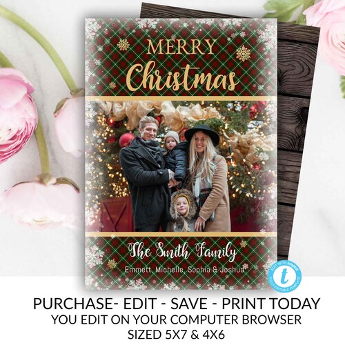 Rustic Christmas Family Photo Card Holiday Card Template DIY - Etsy