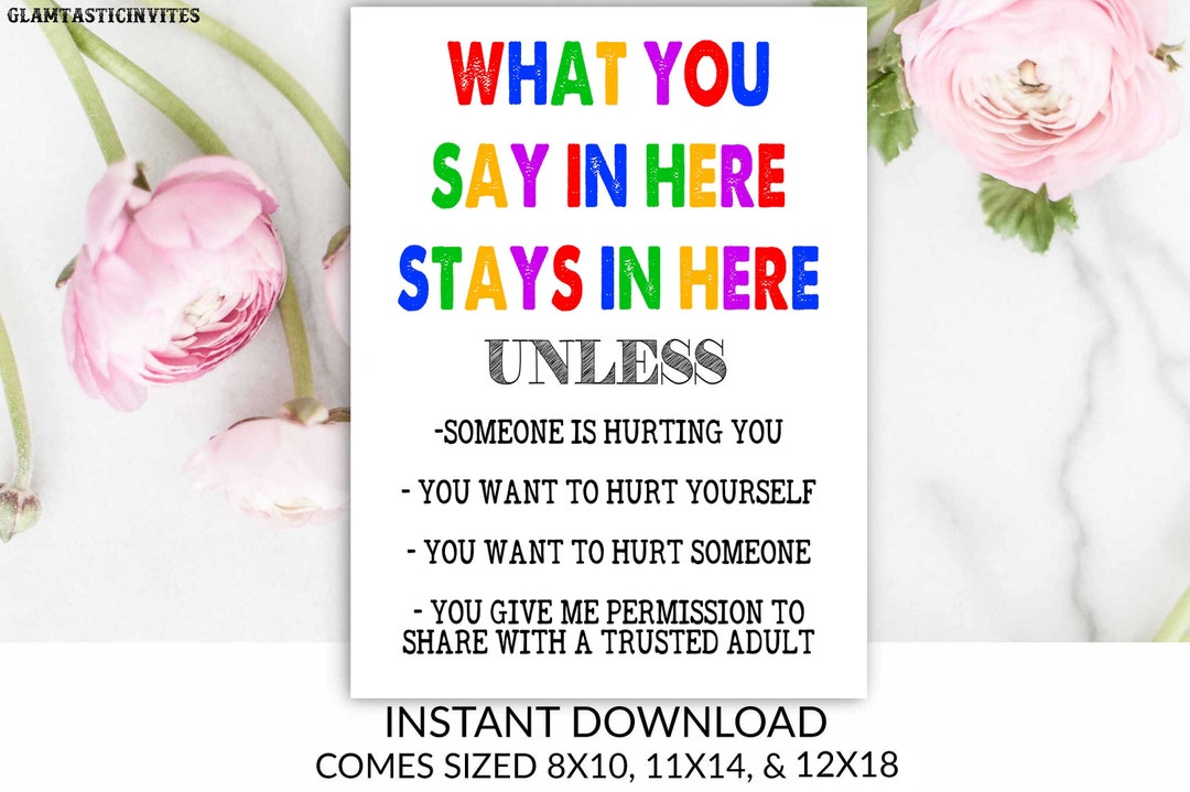 What You Say in Here Stays in Here Counselor Confidentiality Sign ...