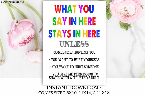 What You Say in Here Stays in Here Counselor Confidentiality Sign ...