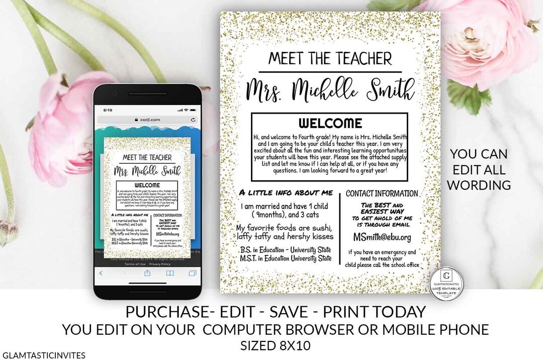 Meet the Teacher Template, Welcome Back to School Note, Parent Teacher ...