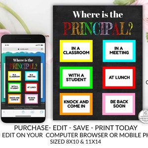 Where is the Principal Sign, Where Are We Sign, Classroom Door Sign ...