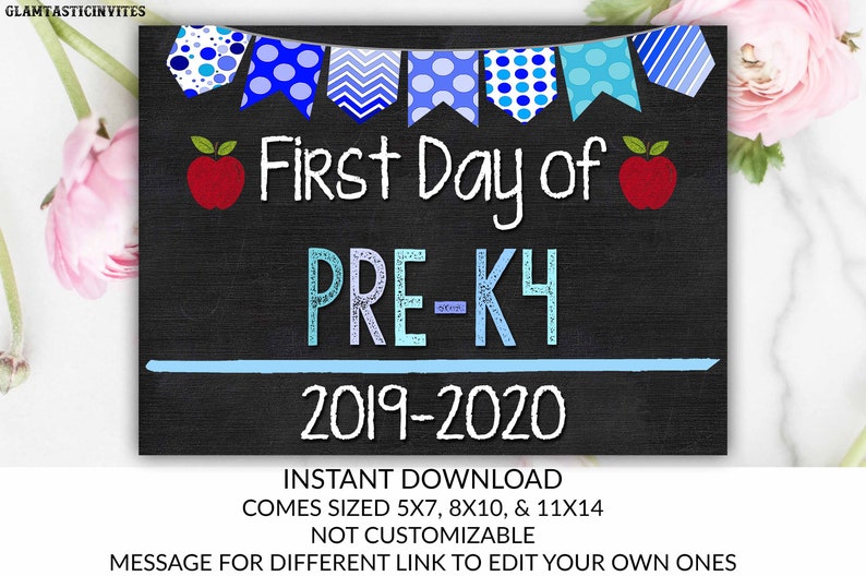 First Day of School Sign First Day of Pre-k4 Sign Pre-k 4 | Etsy