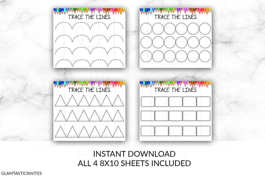 Preschool Trace Line Activity, Homeschool Preschool Line Drawing Sheet ...