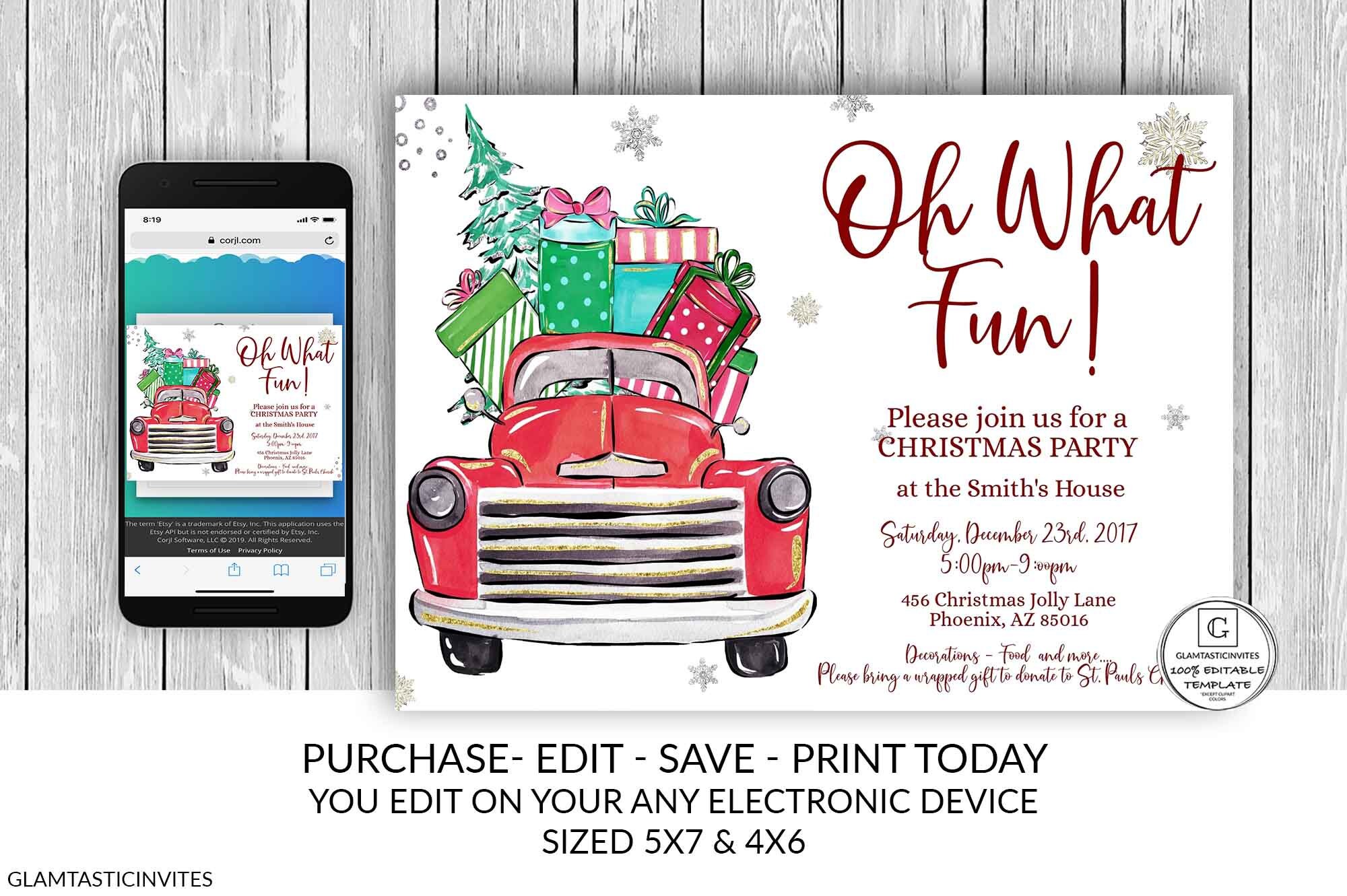 Christmas Party Invitation Oh What Fun Holiday Party - Etsy