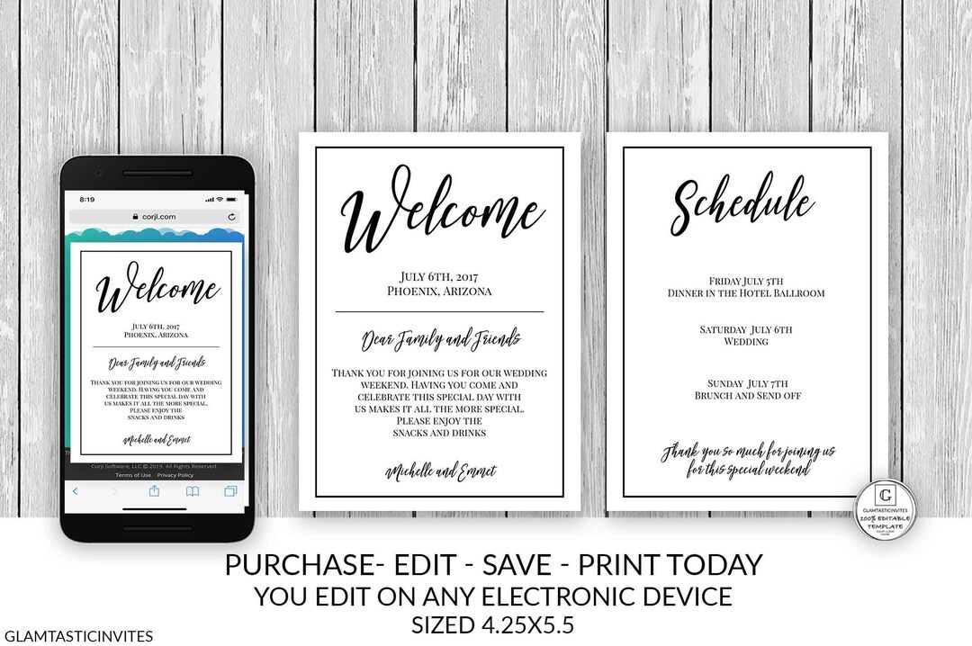 Wedding Welcome Note Template, Welcome Note, Wedding Template, YOU EDIT ...