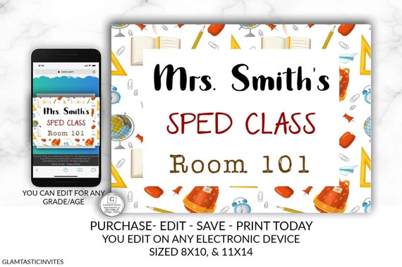 SPED Teacher Classroom Sign Template Instant Download Editable ...