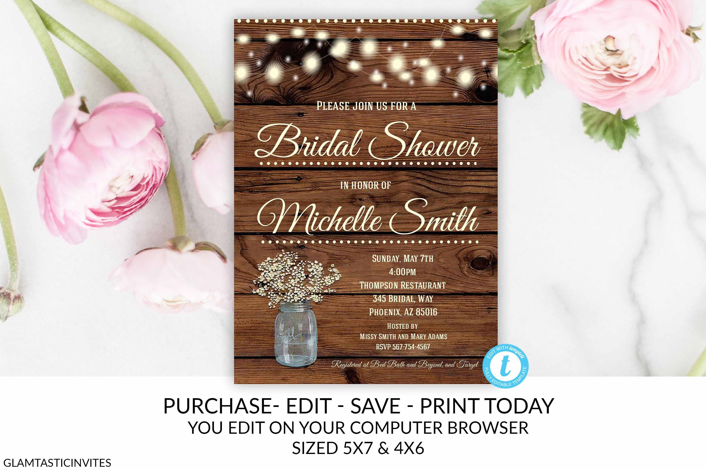 Rustic Bridal Shower Invitation Rustic Invitation Country | Etsy