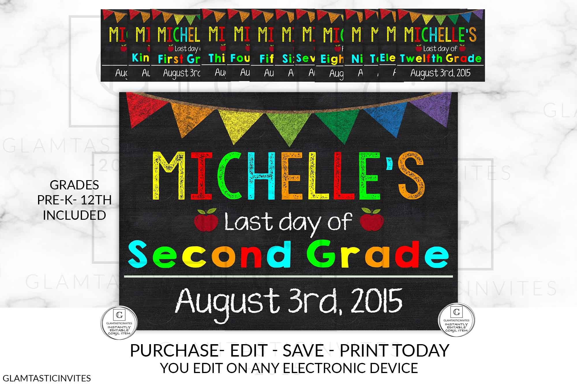 Editable Last Day of School Sign End of School Printable | Etsy