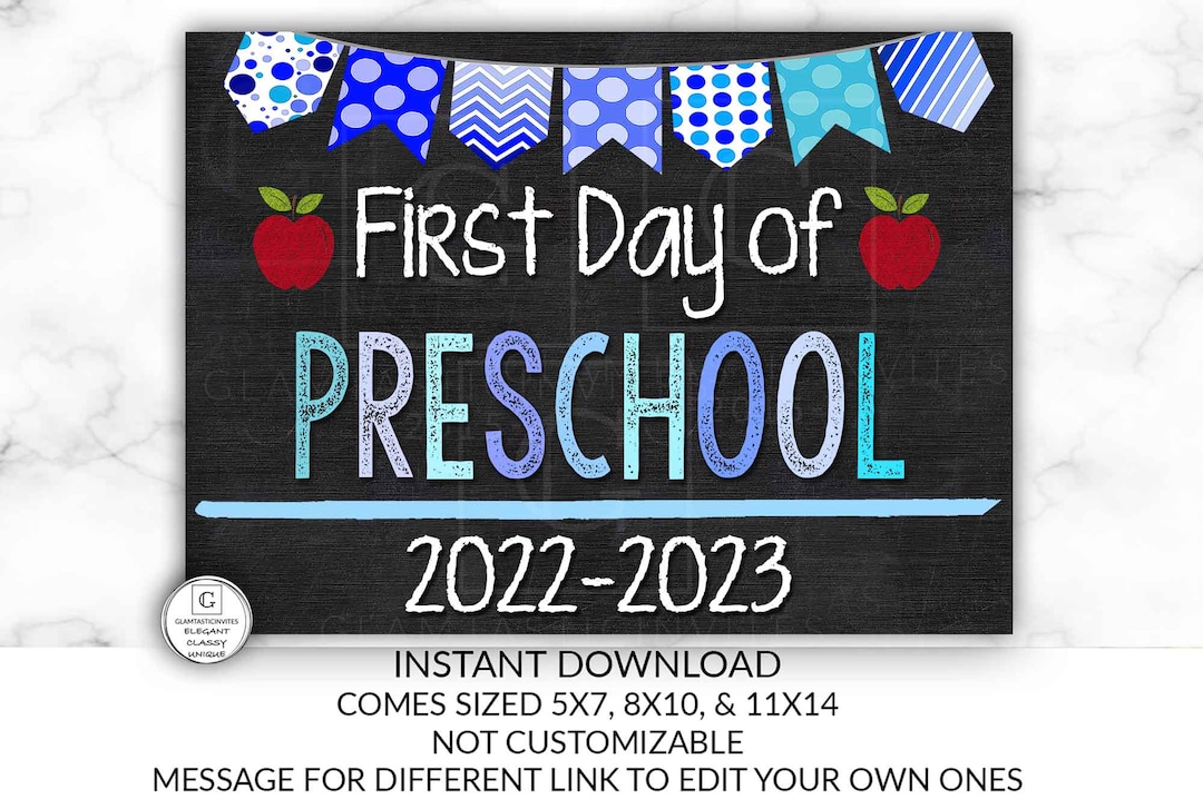First Day of School Sign First Day of Preschool Sign 2022 - Etsy