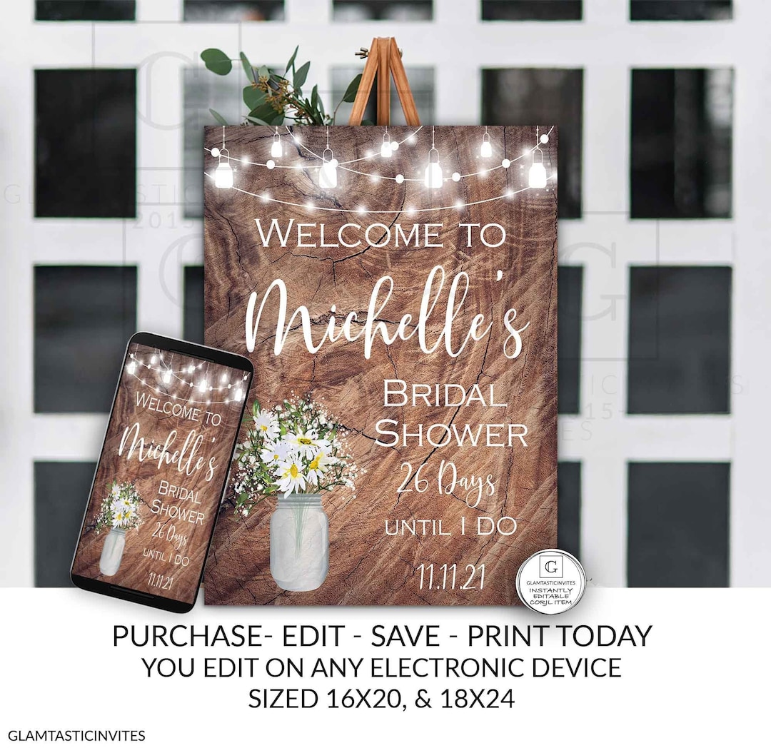 Rustic Bridal Shower Welcome Sign, Country Bridal Shower Sign, Welcome ...