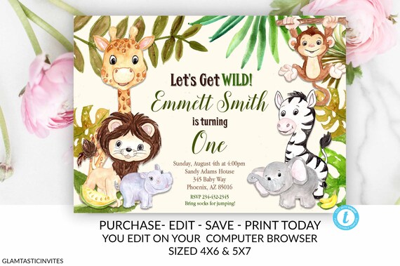 Zoo Birthday Invitation Template, Safari Birthday Invitation Template ... Zoo Birthday Invitation Template, Safari Birthday Invitation Template ...