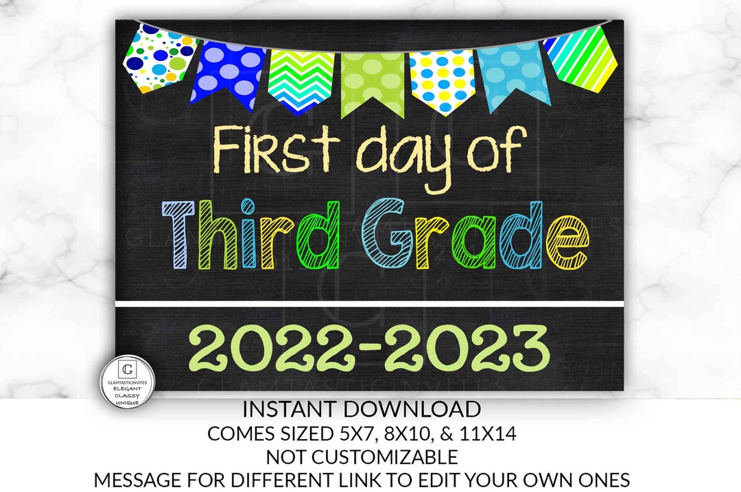 First Day of Third Grade Sign Instant Download First Day of - Etsy