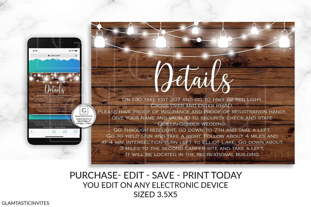 Details Card, Details Card Template, Printable Information Card ...