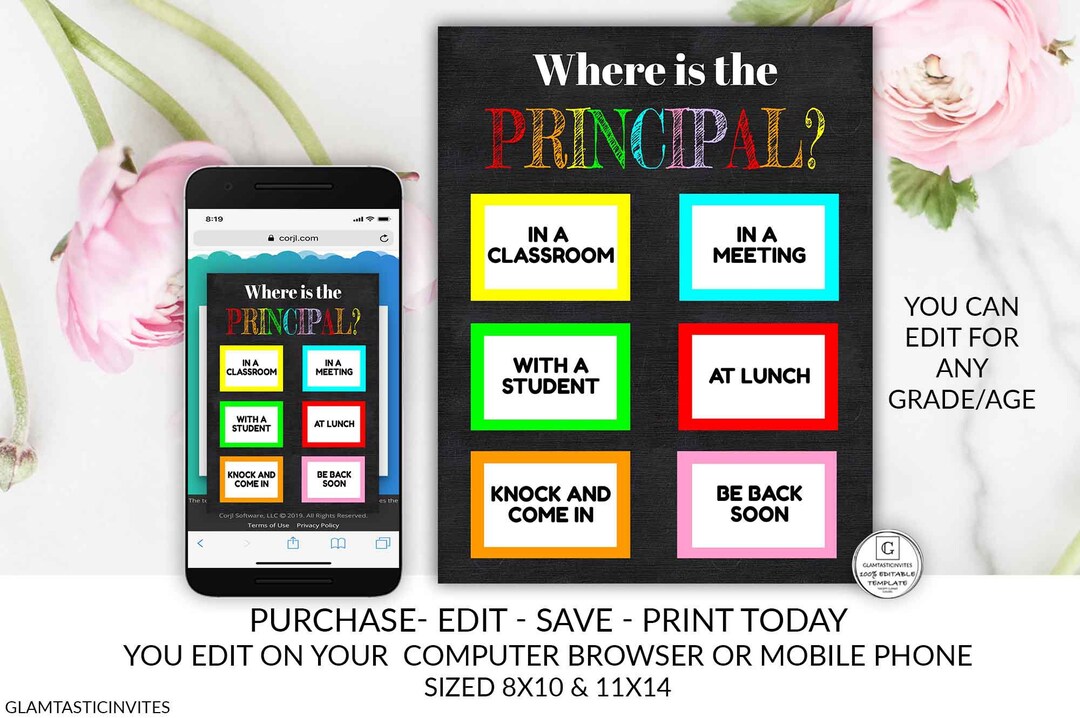 Where is the Principal Sign, Where Are We Sign, Classroom Door Sign ...