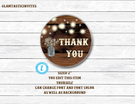 Rustic Thank you Tags, Rustic Template, You edit, Template, Wedding ...