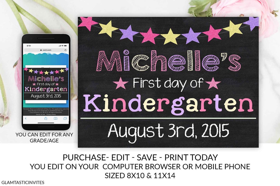 Back to School Sign, First Day of School Sign, 1st Day of School ...