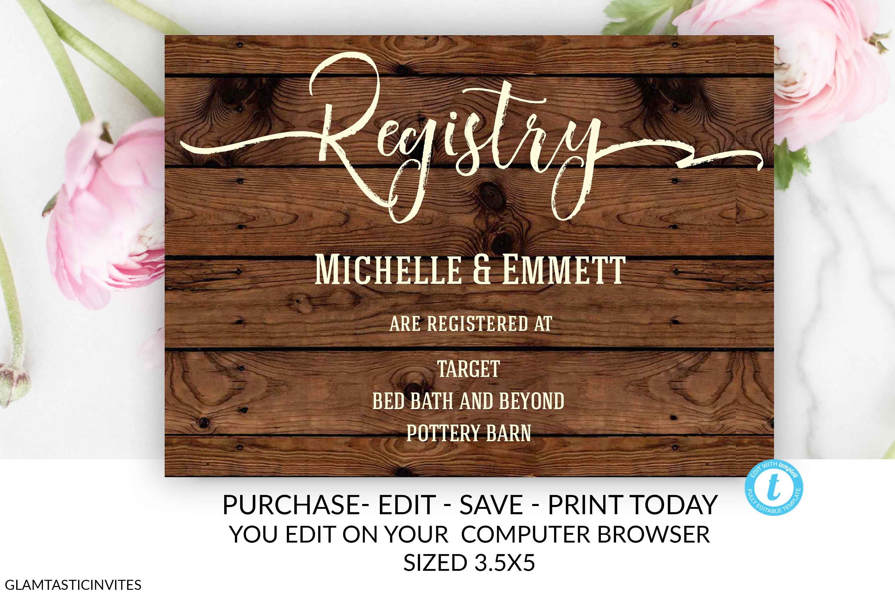 Registry Card Registry Card Template Printable Registry | Etsy