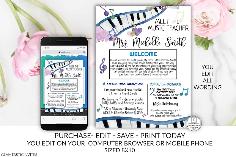 Meet the Music Teacher Template Welcome Back to School Note | Etsy