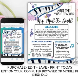 Meet the Music Teacher Template, Welcome Back to School Note, Parent ...