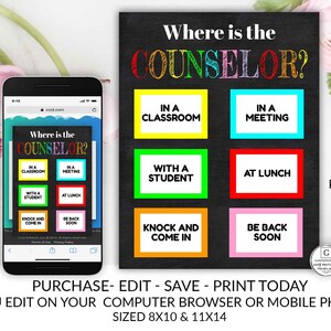 Where is the Counselor Sign Template, Counselor, Chalkboard, Editable ...
