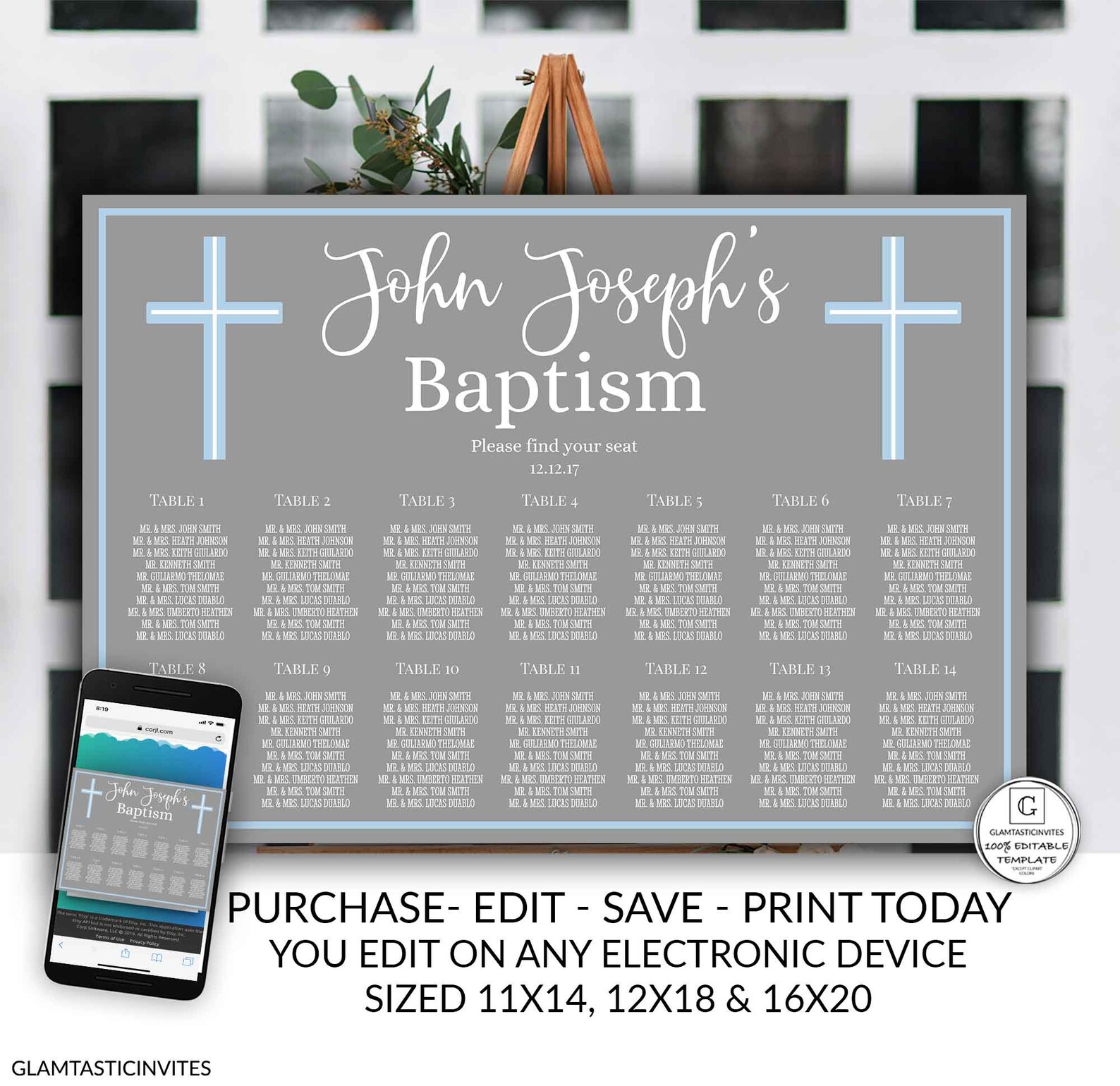 Editable Baptism Seating Chart Religious Seating Chart - Etsy