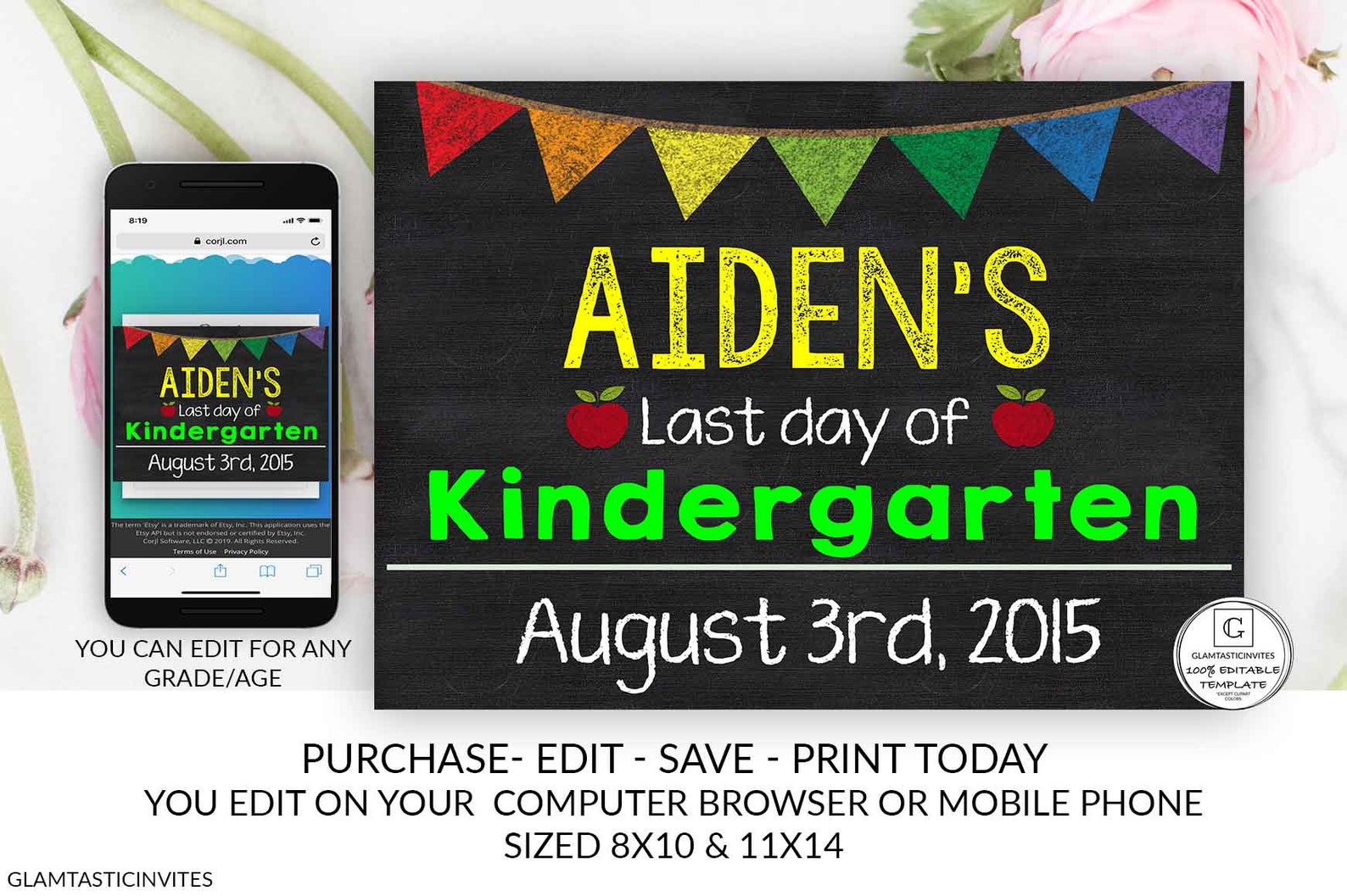 Last Day of Kindergarten Sign Last Day School Chalkboard | Etsy