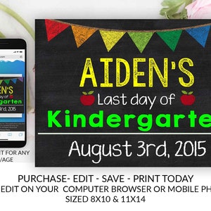 Last Day of Kindergarten Sign Last Day School Chalkboard Poster ...