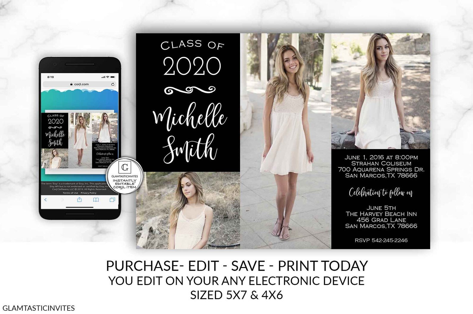 Printable Graduation Invitation Class of Graduation - Etsy