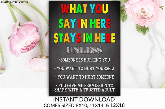 What You Say in Here Stays in Here Counselor Confidentiality Sign ...