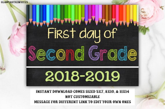 First Day of Second Grade Sign Instant Download First Day of | Etsy